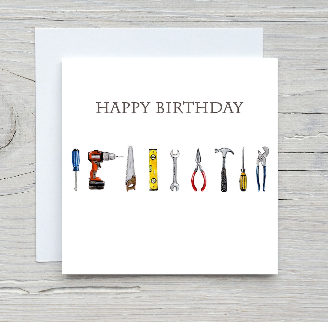 Tools Birthday Card, Tools Card, Builder's Birthday Card, Dad Birthday ...