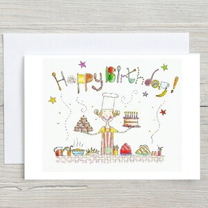 Cooking Birthday Card, Happy Birthday Card, Food Birthday Card, Baker's ...