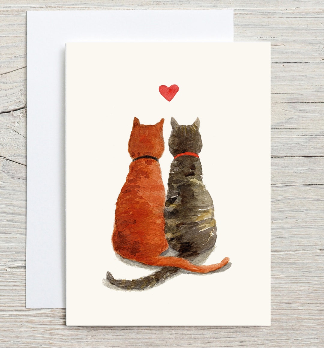 Cats Card, Two Cats Together Greeting Card, Feline, Cat Birthday Card ...