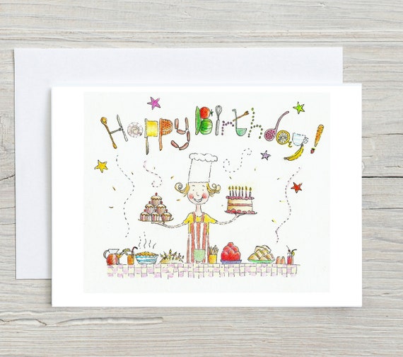 Cooking Birthday Card Happy Birthday Card Food Birthday - Etsy