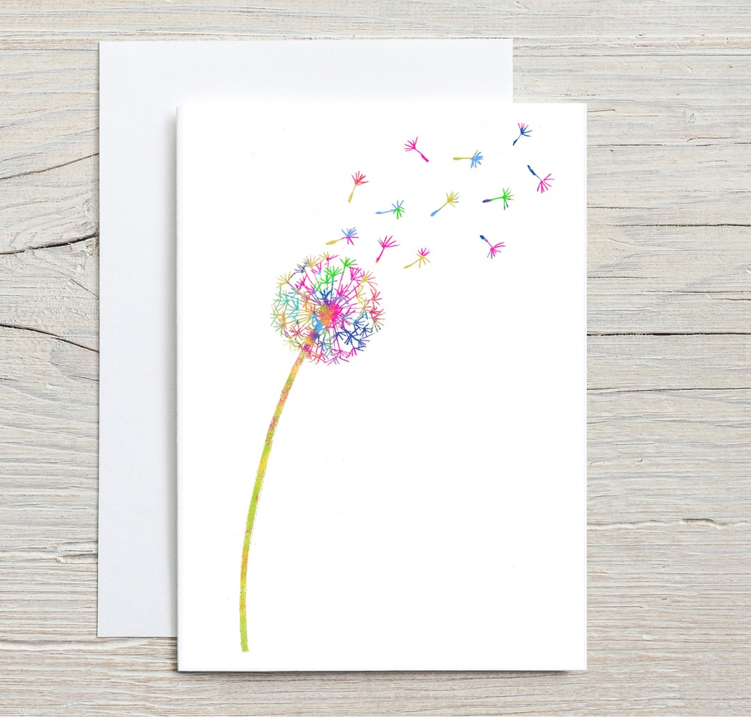 Dandelion Card, Birthday Card, Celebration Card, Flower Card, Dandelion ...