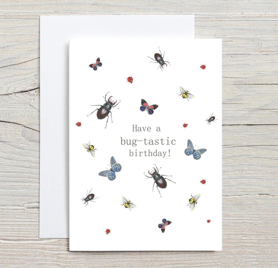 Bug Birthday Card, Kids Birthday Cards, Bug-tastic Card, Insect Card ...