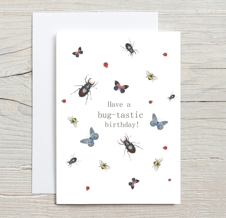 Bug Birthday Card, Kids Birthday Cards, Bug-tastic Card, Insect Card ...