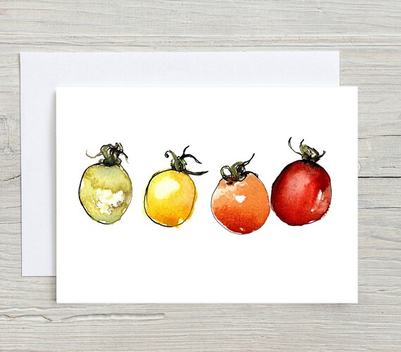 Tomatoes Card Tomato Birthday Card Tomato Watercolour - Etsy