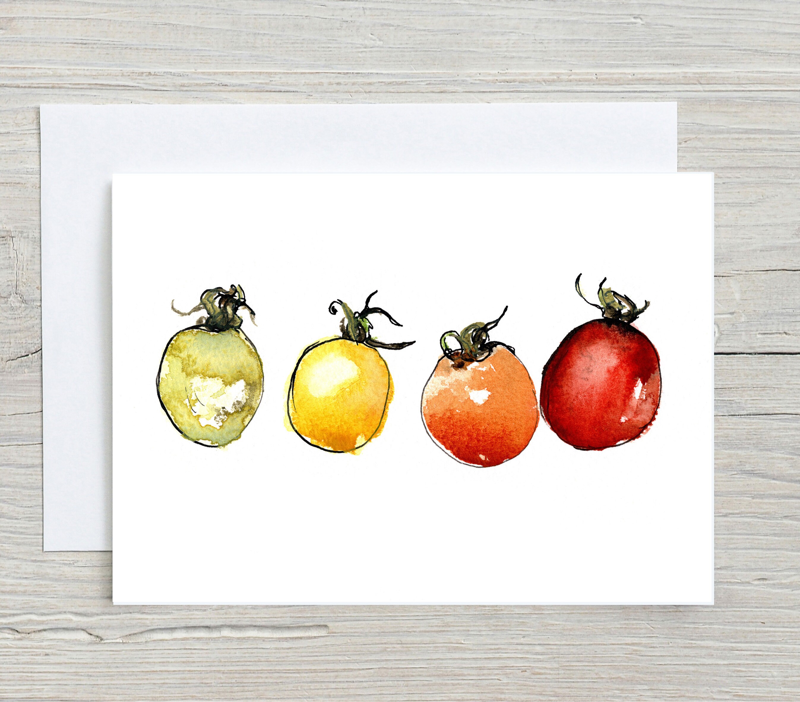 Tomatoes Card, Tomato Birthday Card, Tomato Watercolour Painting, Fruit ...