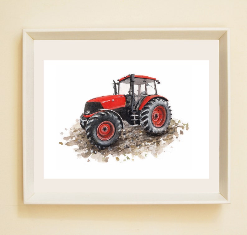 Tractor Print / Red Tractor Print / Kid's Prints / Tractor Painting ...
