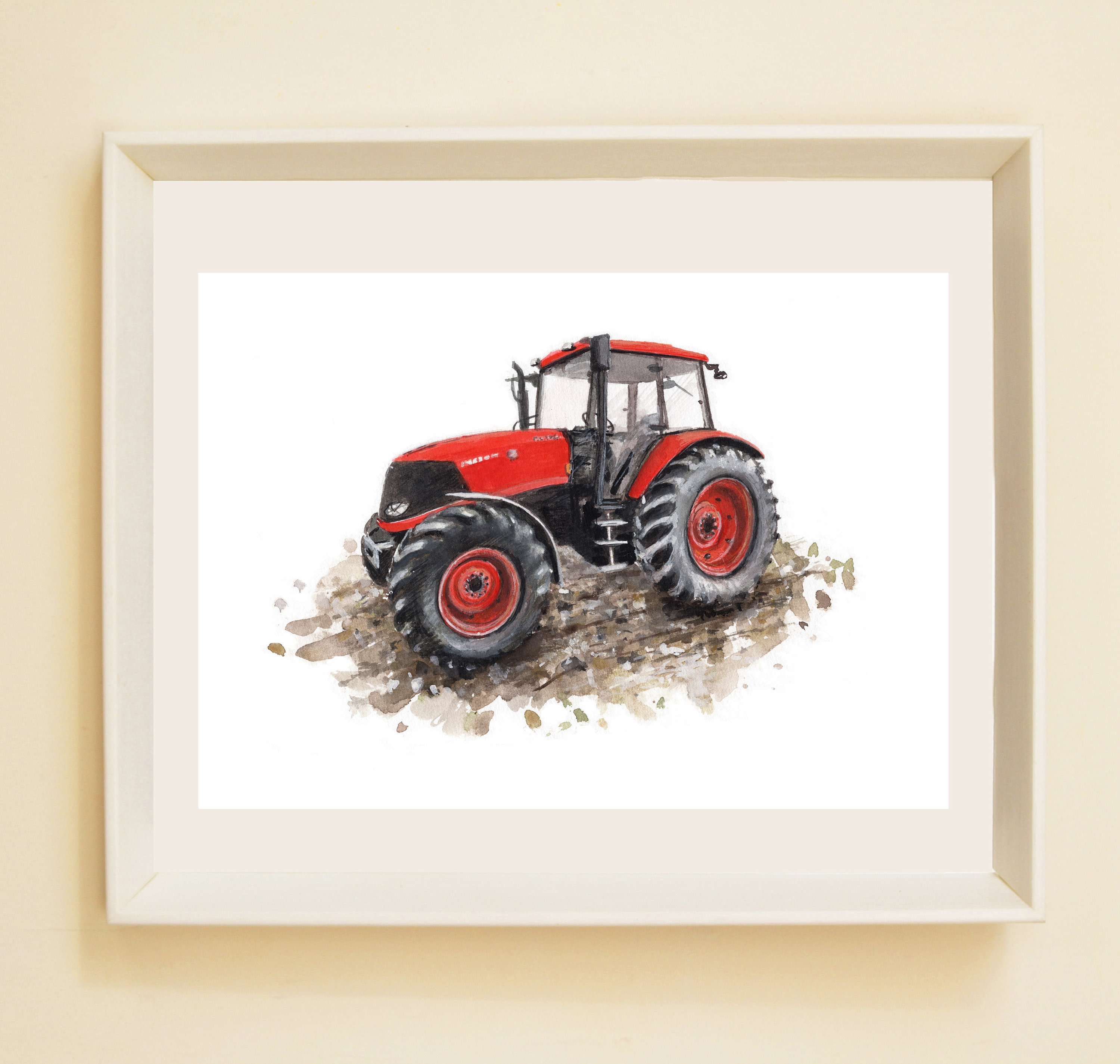 Tractor Print / Red Tractor Print / Kid's Prints / Tractor Painting ...