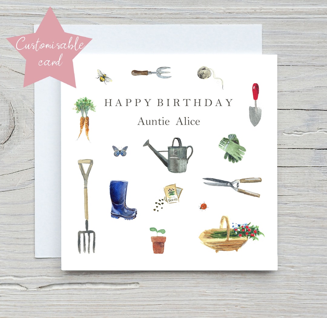 Gardening Card, Custom Gardening Birthday Card, Personalisable ...