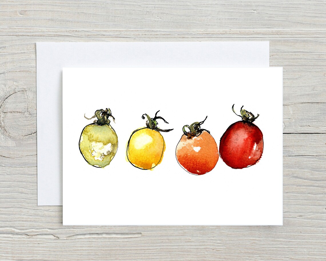 Tomatoes Card, Tomato Birthday Card, Tomato Watercolour Painting, Fruit ...