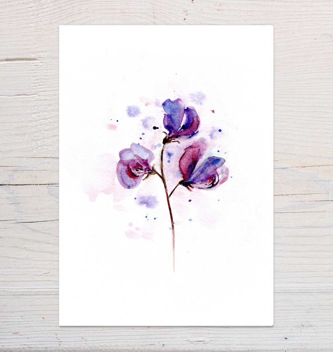 Sweet Peas Art Print, Print of Original Purple Sweet Peas Painting ...