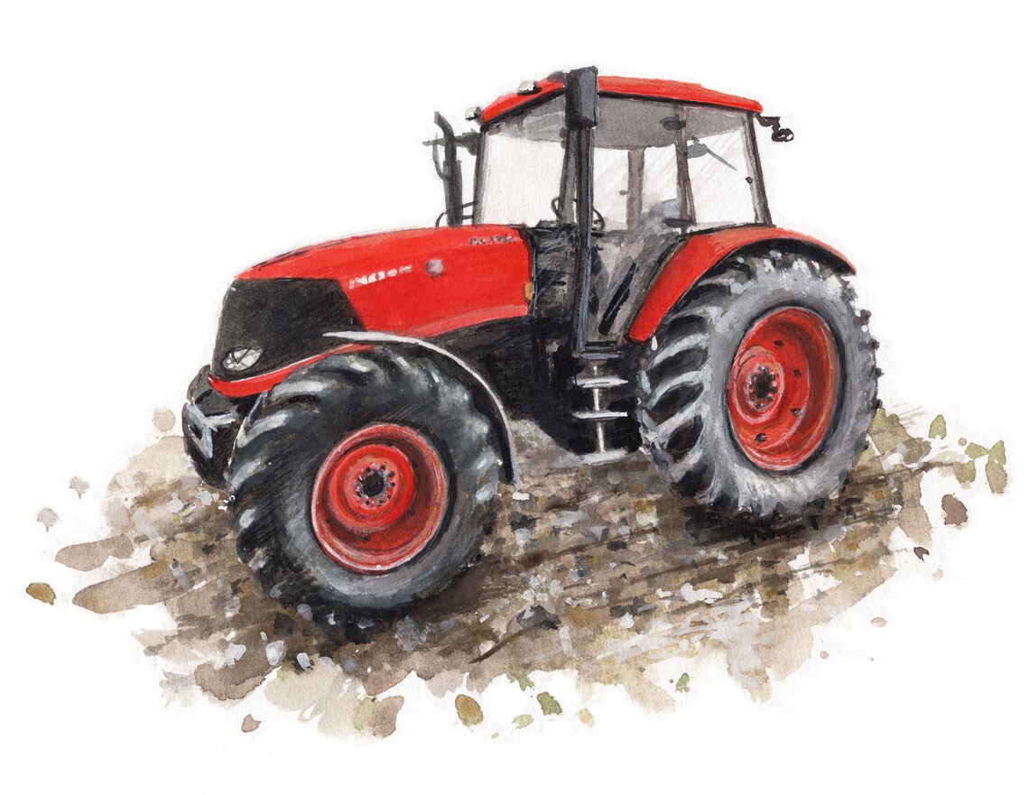 Tractor Print / Red Tractor Print / Kid's Prints / Tractor Painting ...