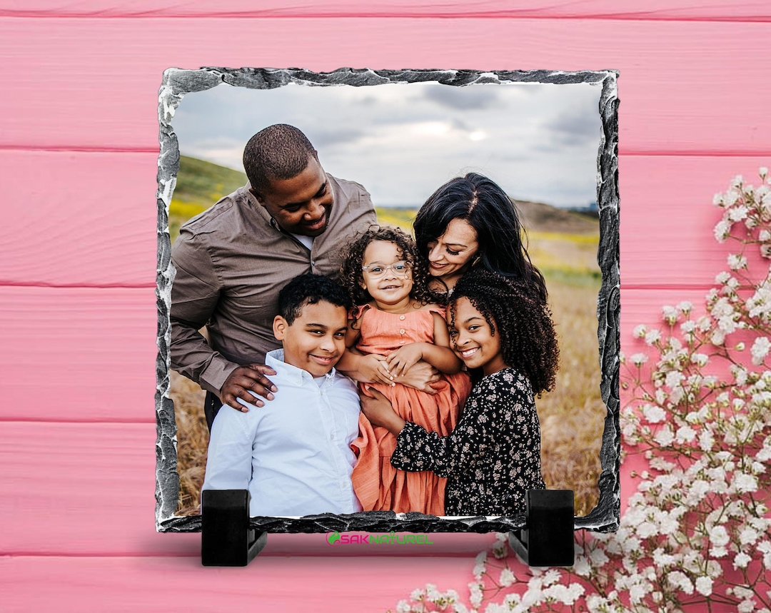 Personalized Square Photo Slate | Square Slate With Stands | Photo ...
