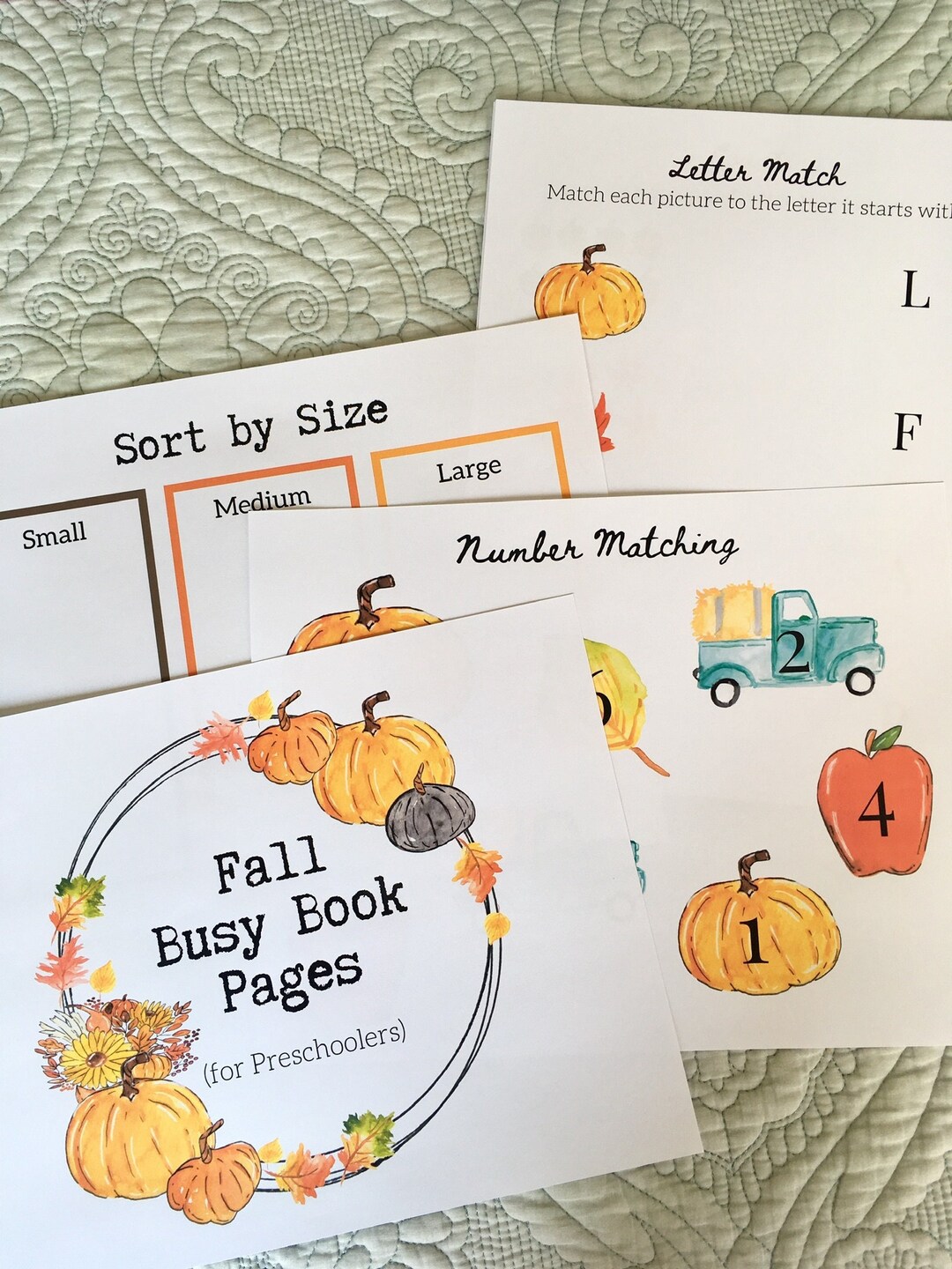 Fall Busy Book Pages Printable Preschool Activity Sheets for - Etsy