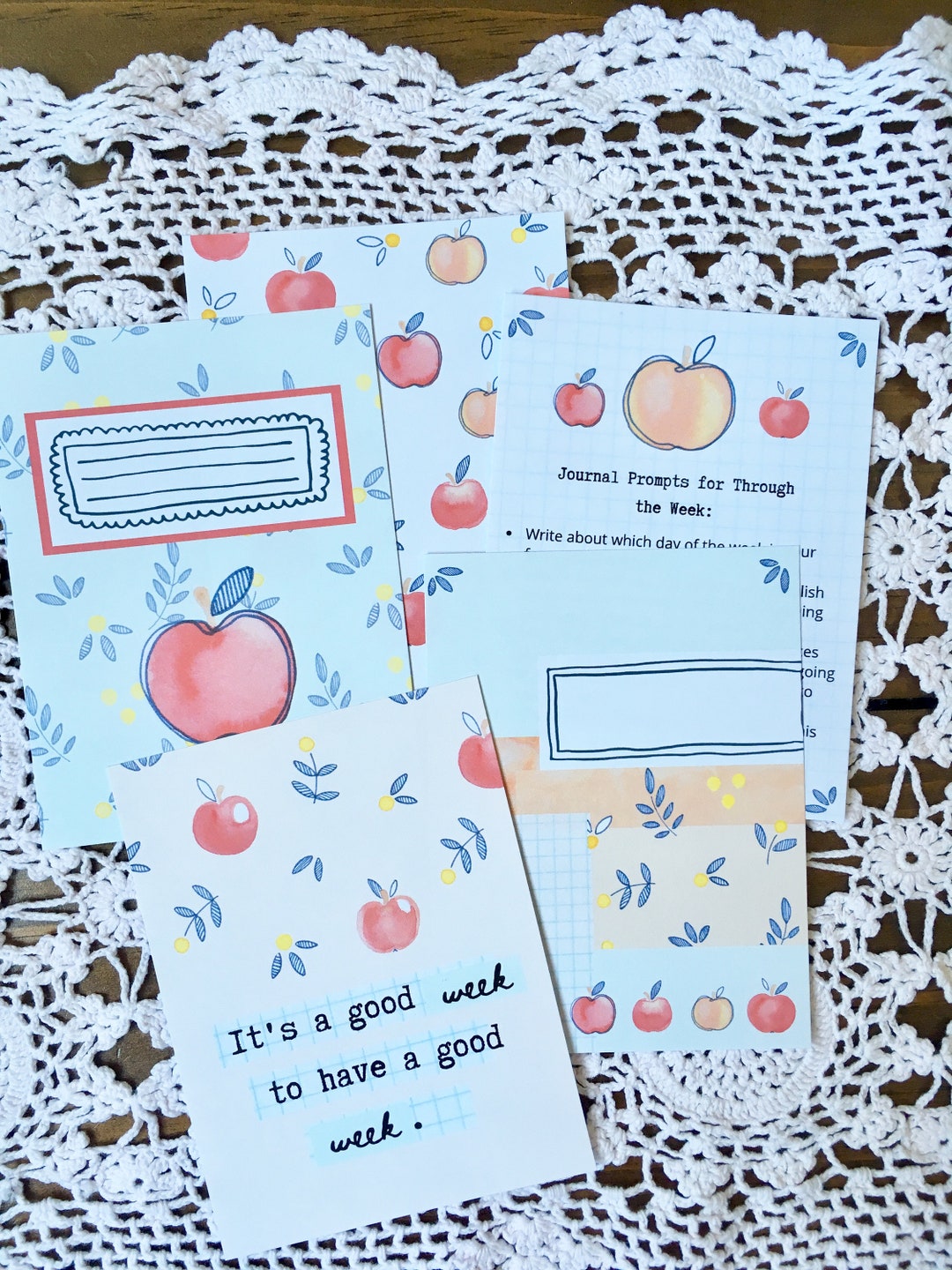Apple Journal Card Set Printable Journal Cards for Planning and ...