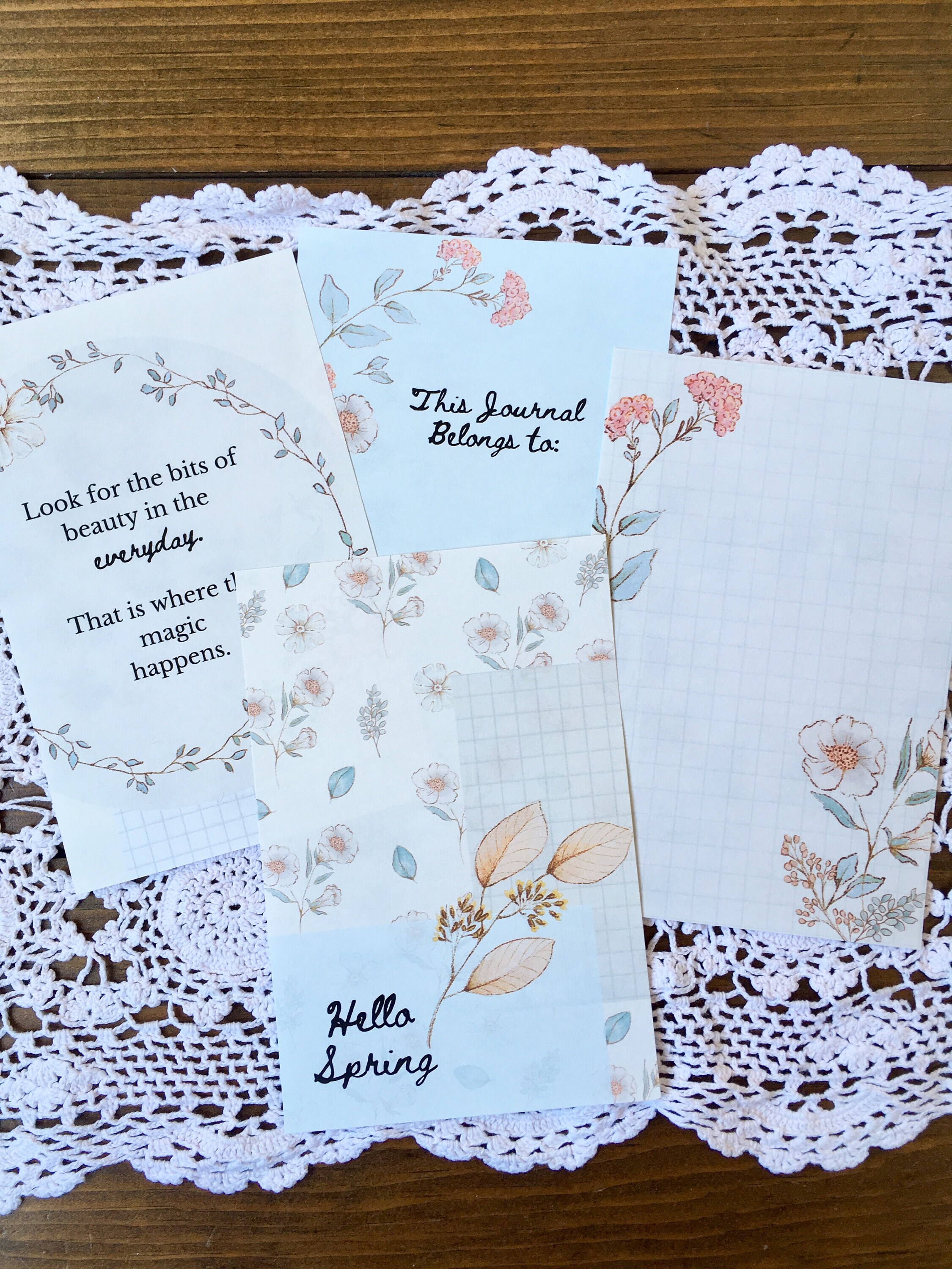 Spring Florals Printable Journal Cards - Printable Journal Cards for ...