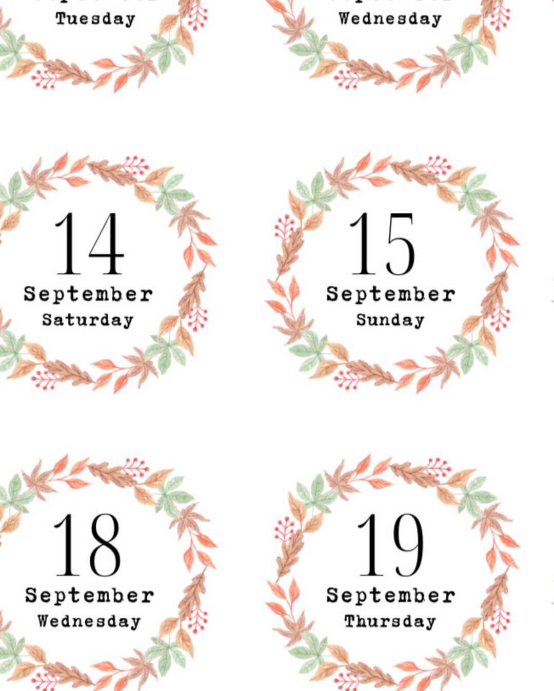 Printable September 2024 Date Stickers for Planning and Journaling - Etsy