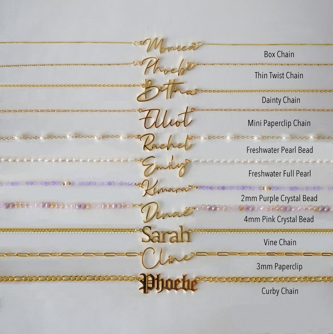 Personalized Name 18k Gold Filled Chain Necklacecustom Name Etsy
