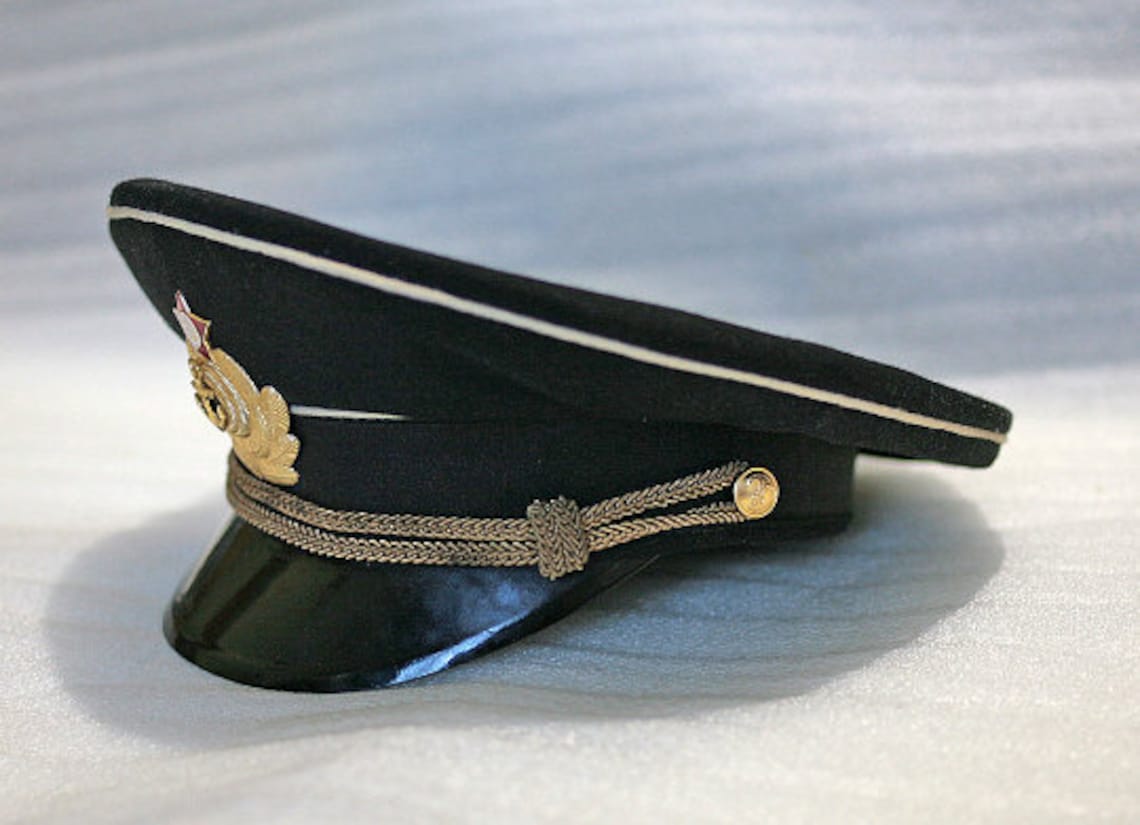 Russian Naval Navy Officer Uniform Cap Hat Black 1972 | Etsy