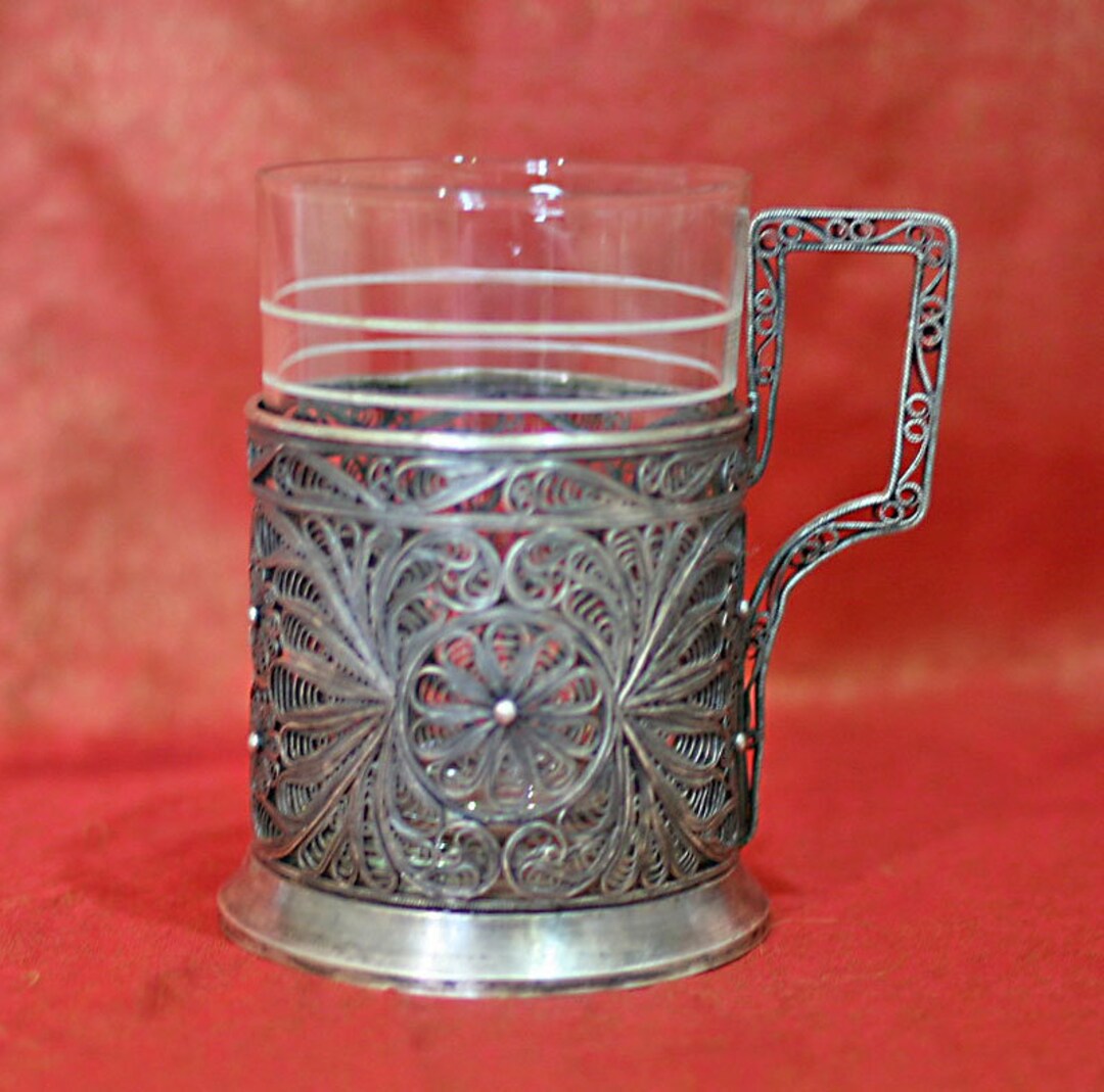 Vintage Antique Russian Tea Glass Holder - Podstakannik - Filigree ...