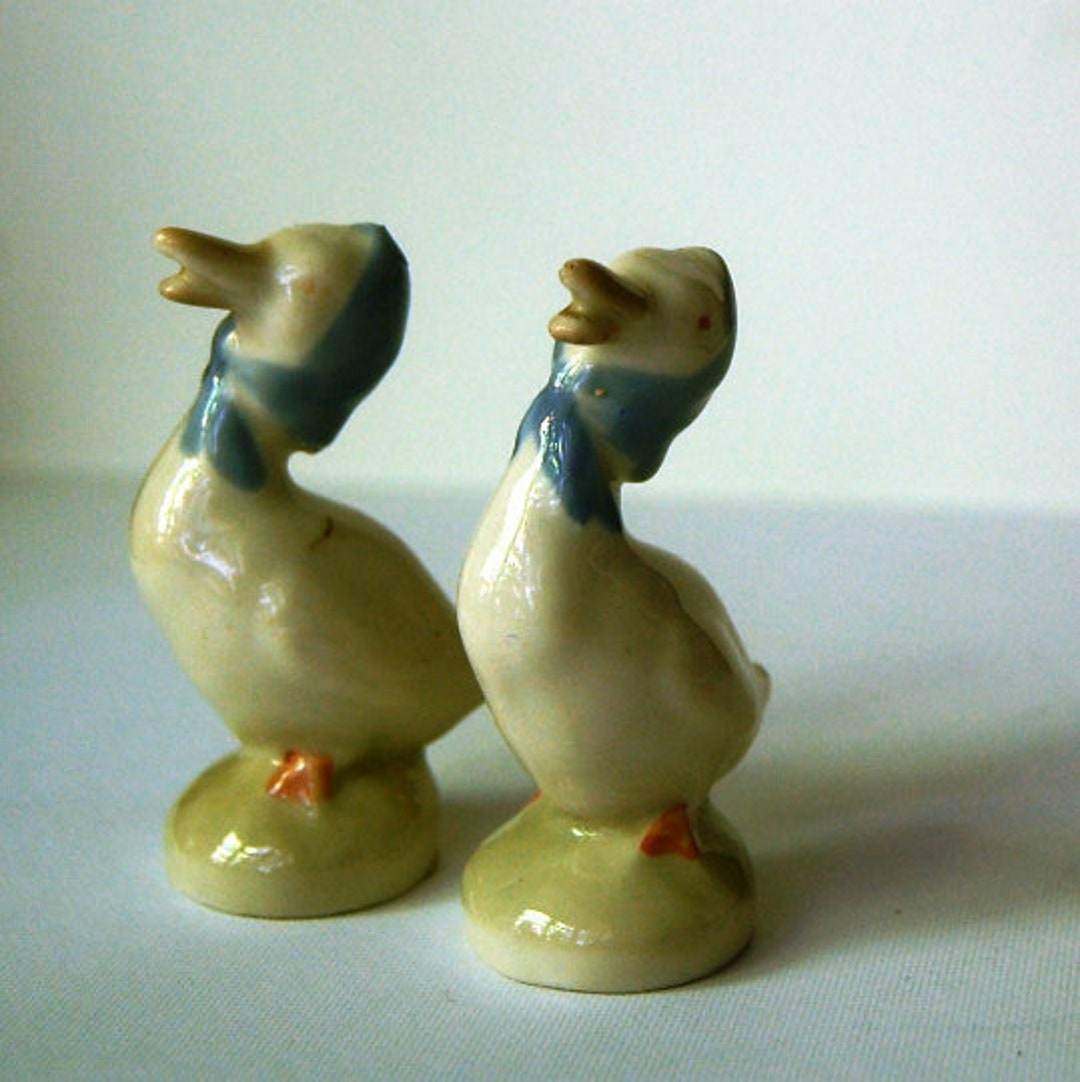 Soviet Ducks Geese Figurines Pair - Porcelaine China Duck Goose - Blue ...