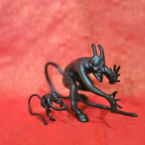 Pair Vintage Russian Devil Chort Statues Figurines Metal Cast Iron ...