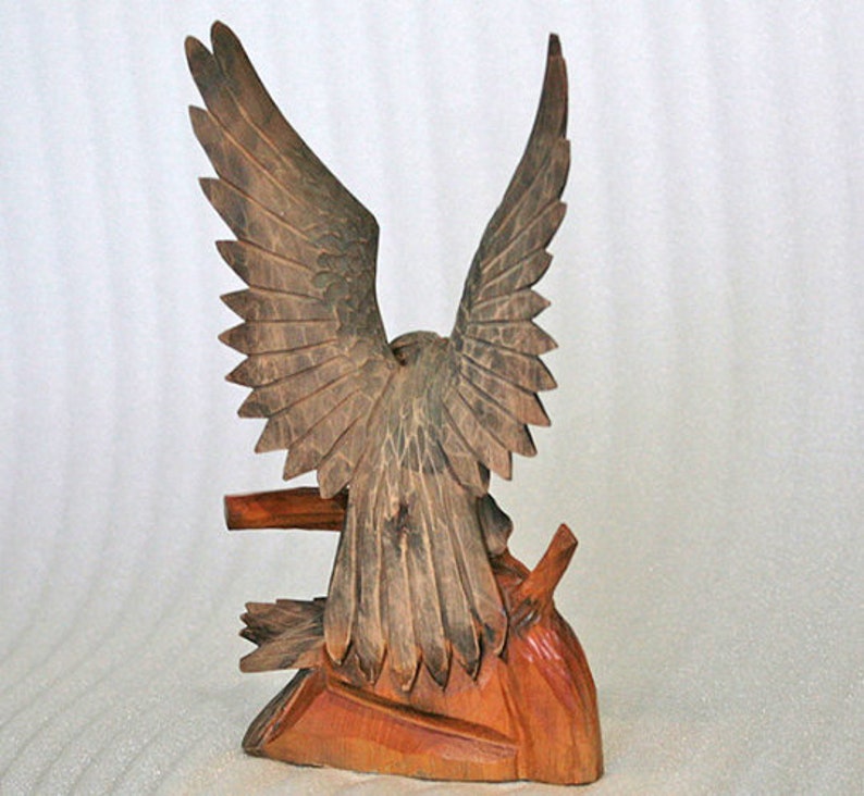 Hand Carved Wooden Eagle With Baby Eagle Hand Made Wall - Etsy