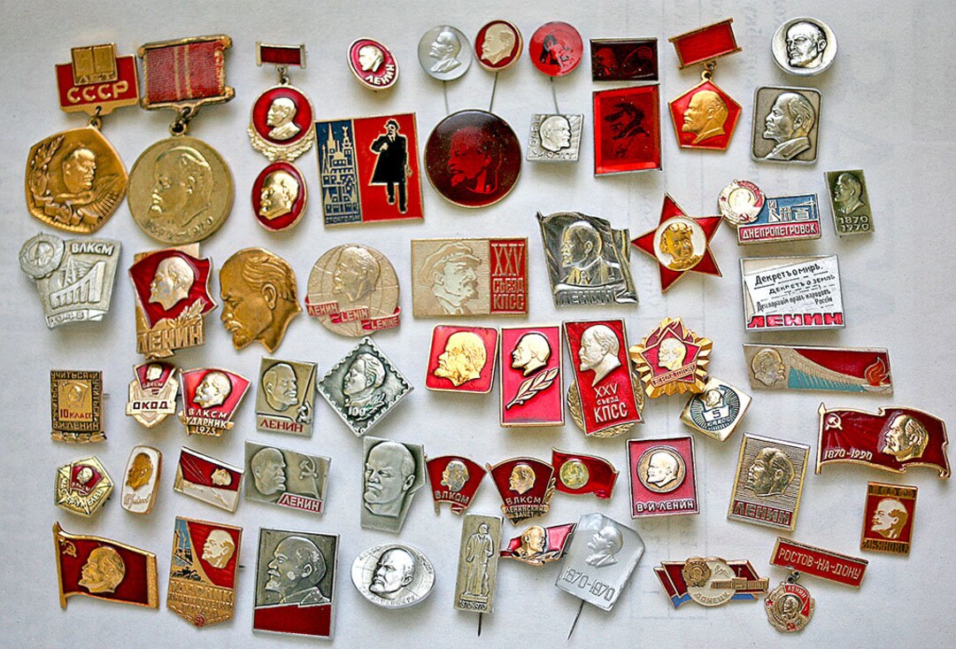 Vintage Soviet Badges / Pins - Set of 55 - Lenin - 1970s - From USSR ...