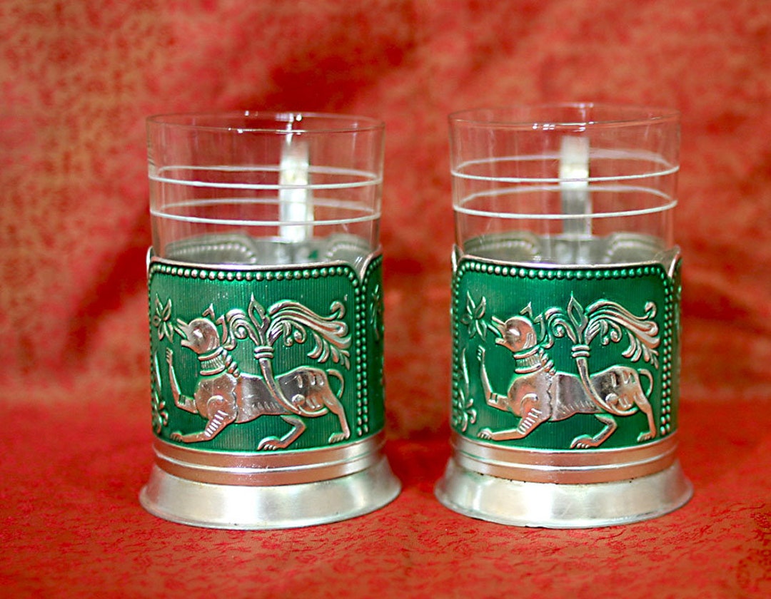 Set of 2 Traditional Russian Tea Glasses With Glasses 1980s - Etsy