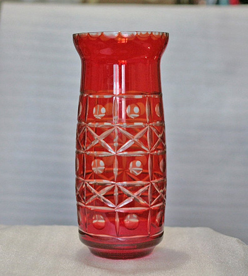 Vintage Glass Vase Soviet Russian Red Art Glass Vase - Etsy