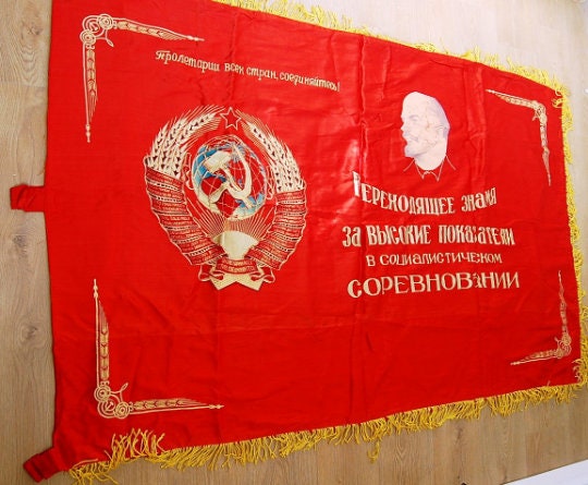 Vintage Soviet Flag Banner Red Lenin Socialist - Etsy