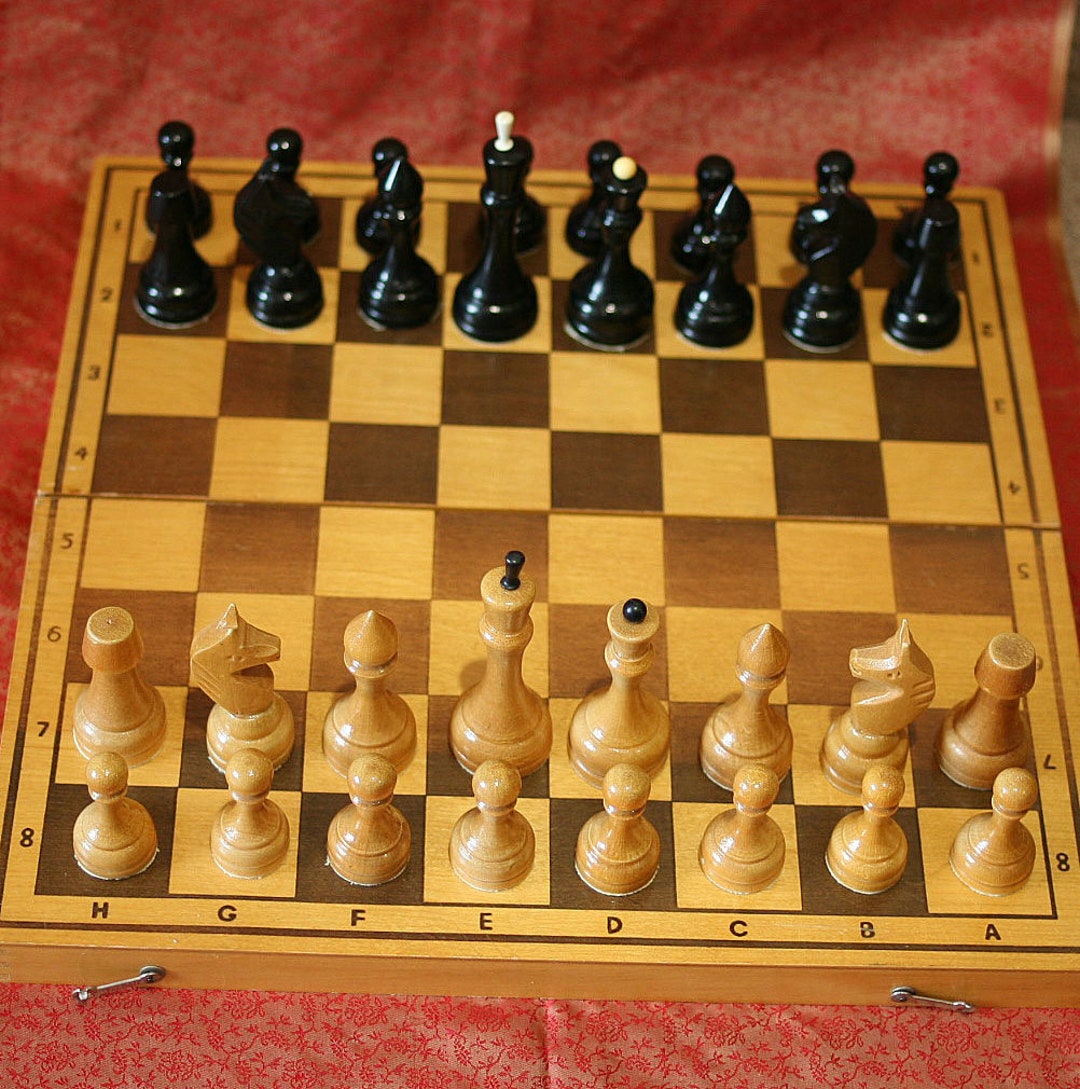 Vintage Soviet Chess Set Wood Full Set16 Inch Wooden Board 1987 From ...