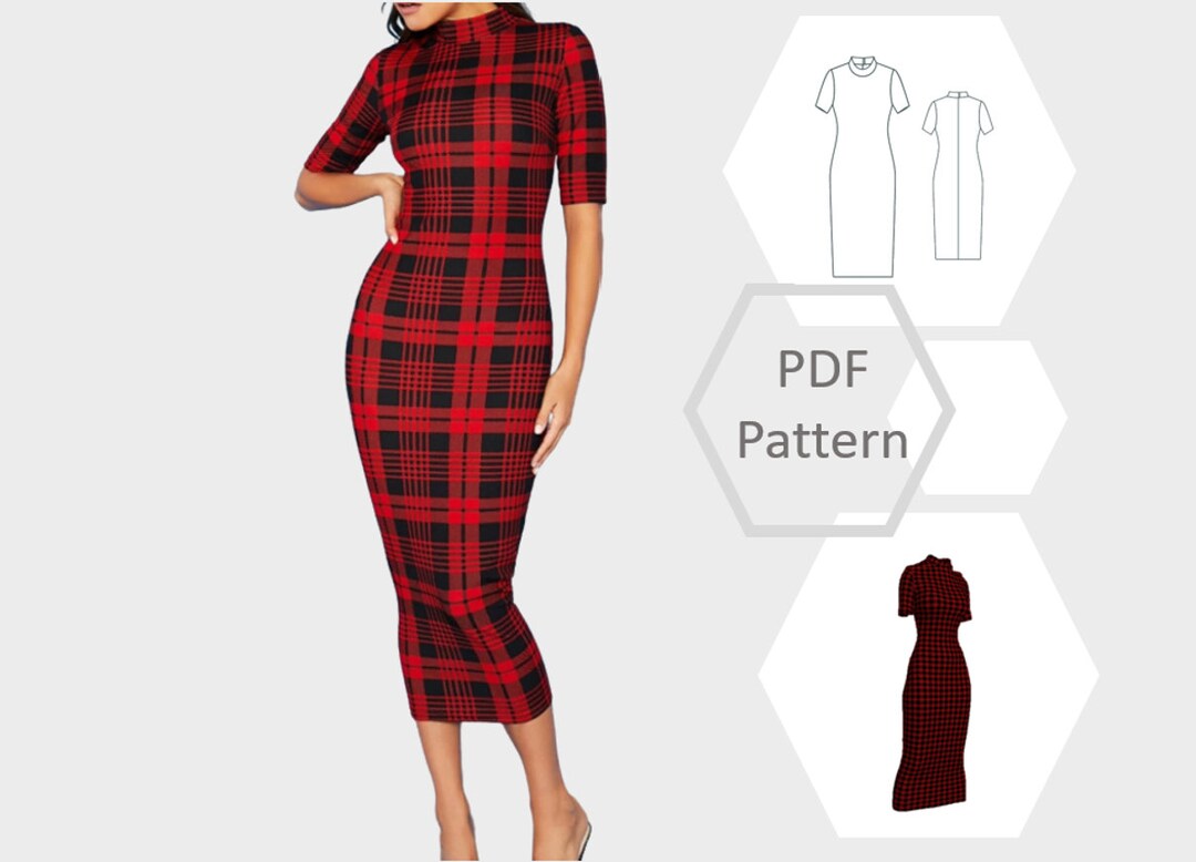 Midi Bodycon Short Sleeve Dress | Kristen Dress Pattern | Size 6 - 34 ...