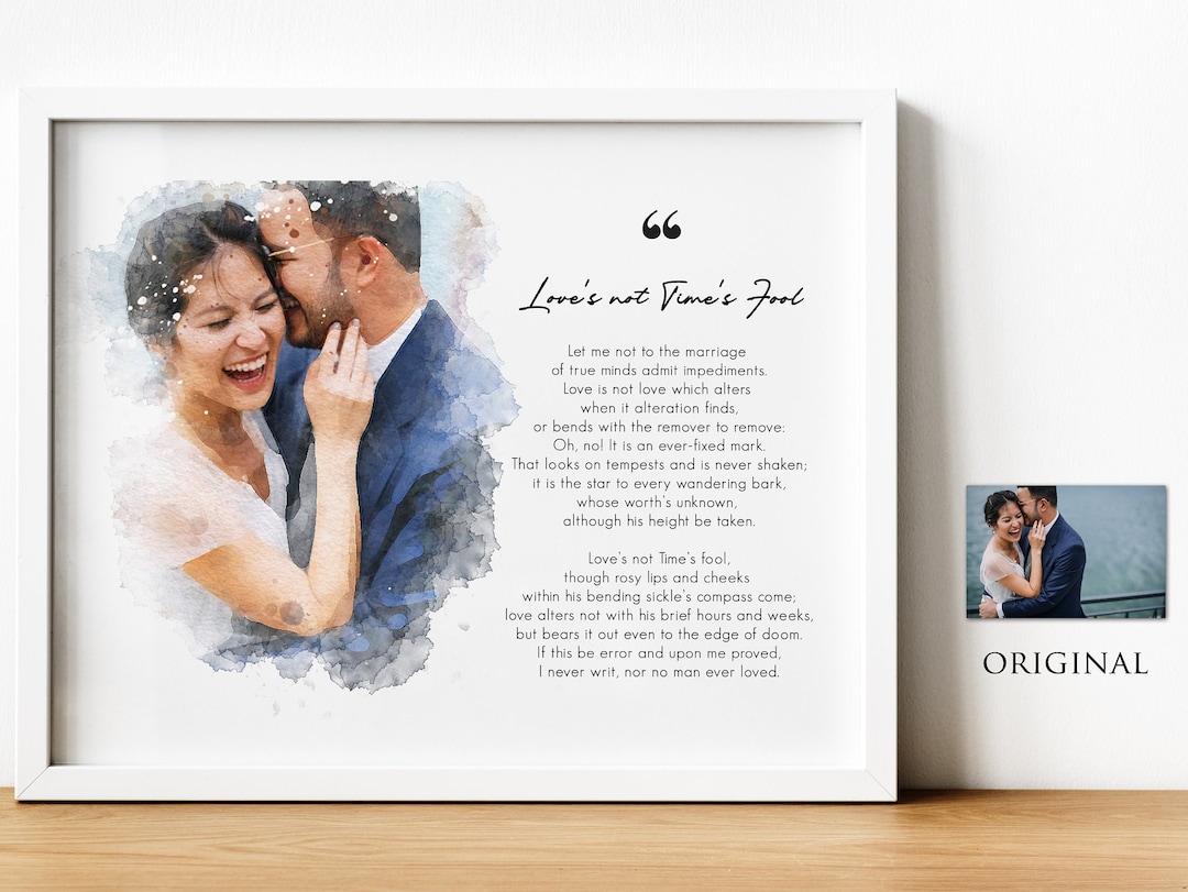 Custom Poem Print, Wedding Vows Print, Watercolor Style From Photo ...