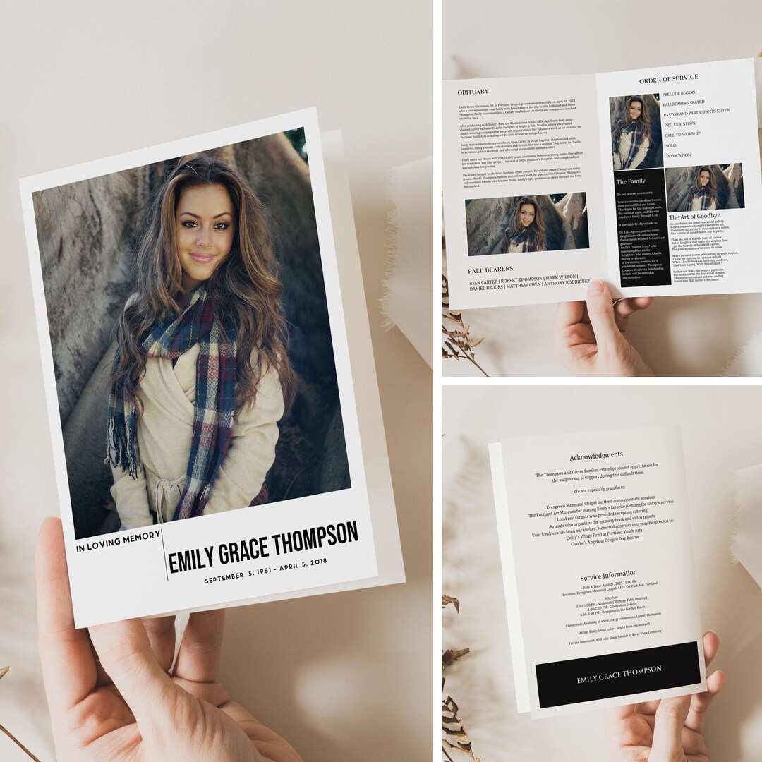 Celebration of Life Funeral Cards: Folded Memorial Booklet With Prayer ...