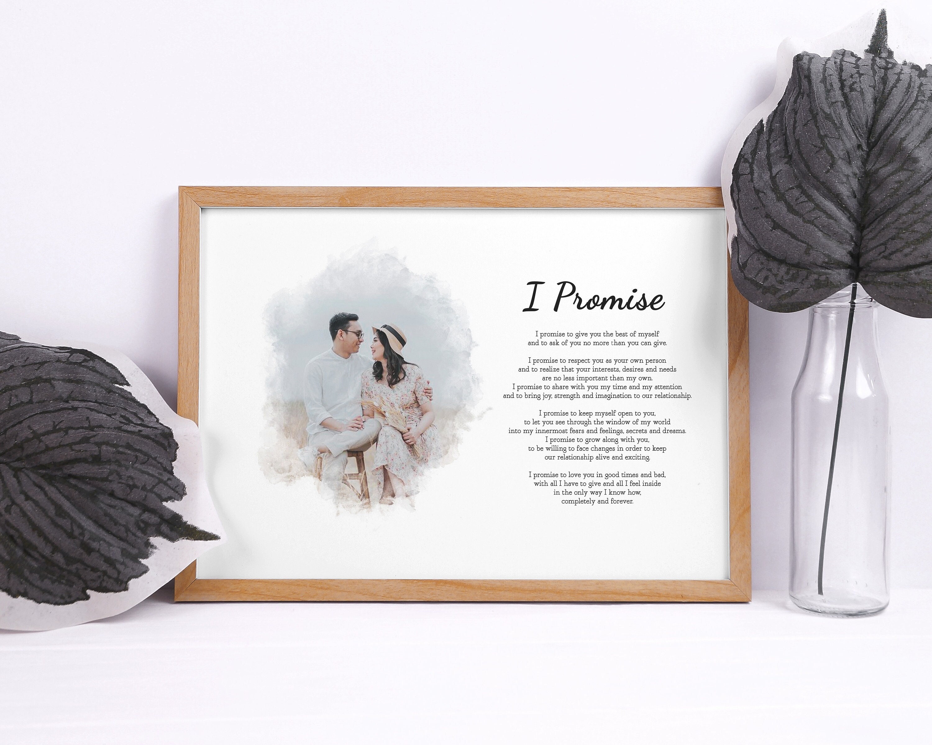 Romantic Wall Art Custom Poem With Couple Portrait Painting ...