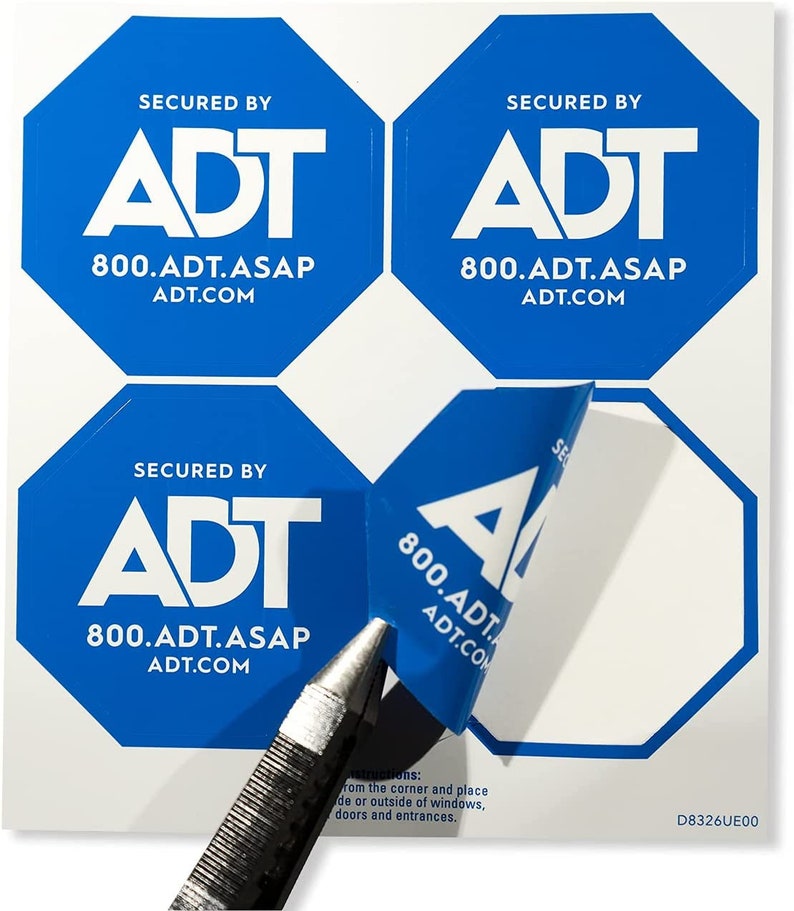 ADT Stickers Double-sided, ADT Security Signs HD Printed Waterproof ...