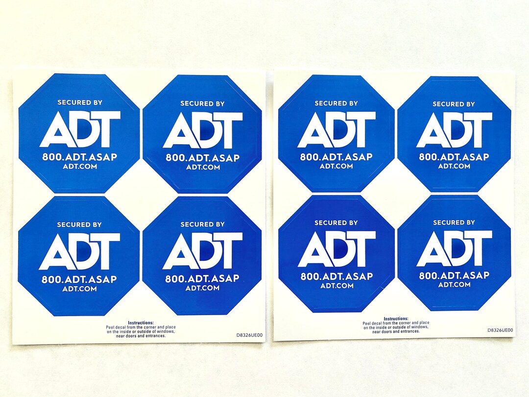 ADT Stickers Double-sided, ADT Security Signs HD Printed Waterproof ...
