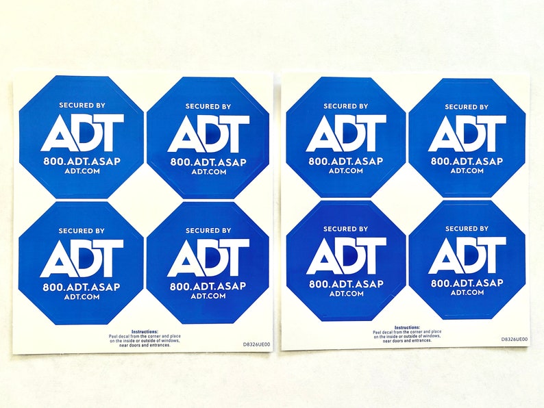 ADT Stickers Double-sided, ADT Security Signs HD Printed Waterproof ...