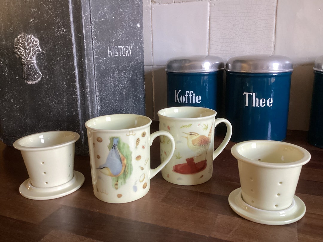 Vintage Porcelain Tea Cups With Sieve Insert and Lid / Drip Tray ...