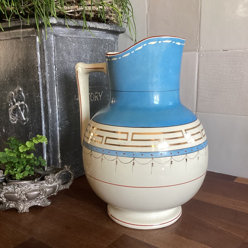 French Pottery Water Jug Made Ca.1910 Nimy France - Ivy Plants and ...