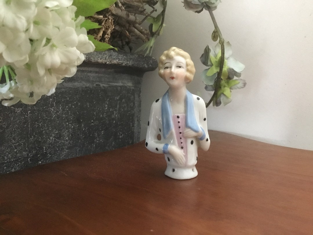 Miniature Porcelain Doll Half Doll Antique Art Deco Half Doll Pin ...
