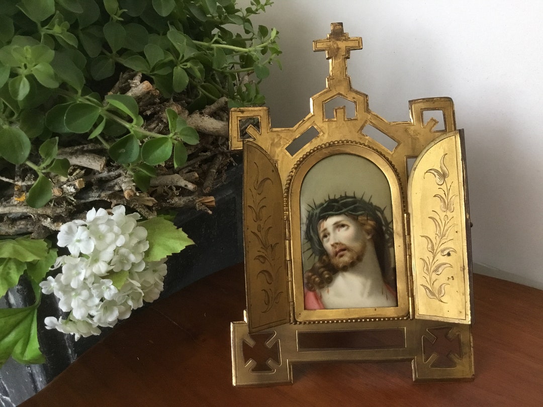 French Travel Icon Copper/bronze Gold Plated Hand Painted Porcelain ...