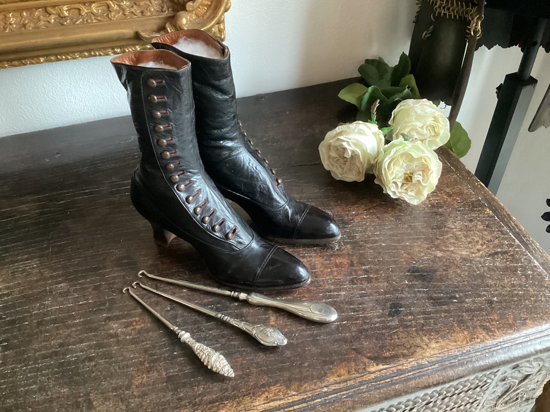 Victorian Ladies Boots Crochet - Button Boots Crochet - English Silver ...