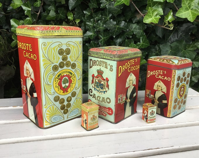 Vintage Droste Cocoa Tin With Traditional Dutch Children, Vintage ...