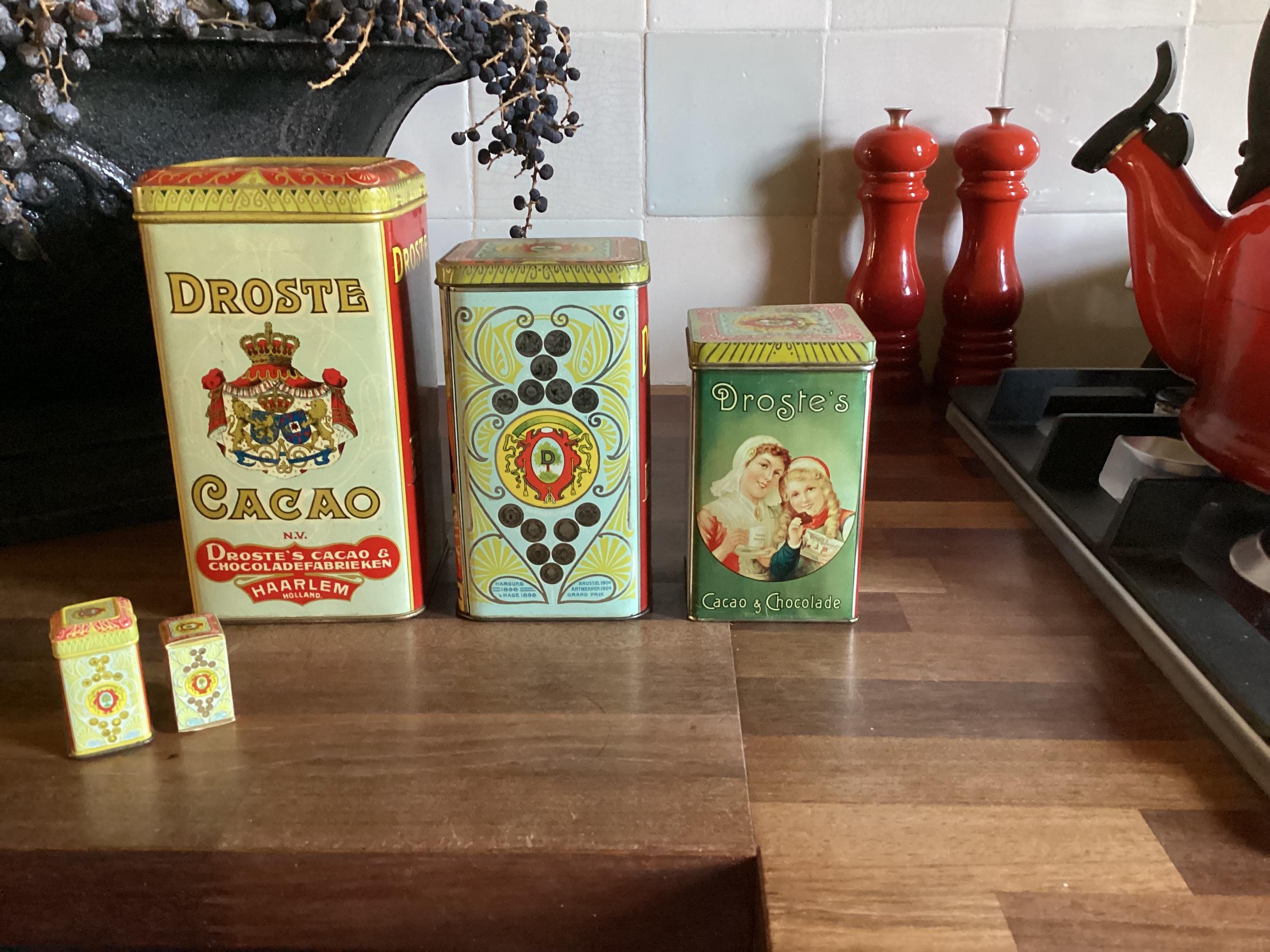 Droste Cocoa Powder Tins in Various Sizes - Produced by the Well-known ...