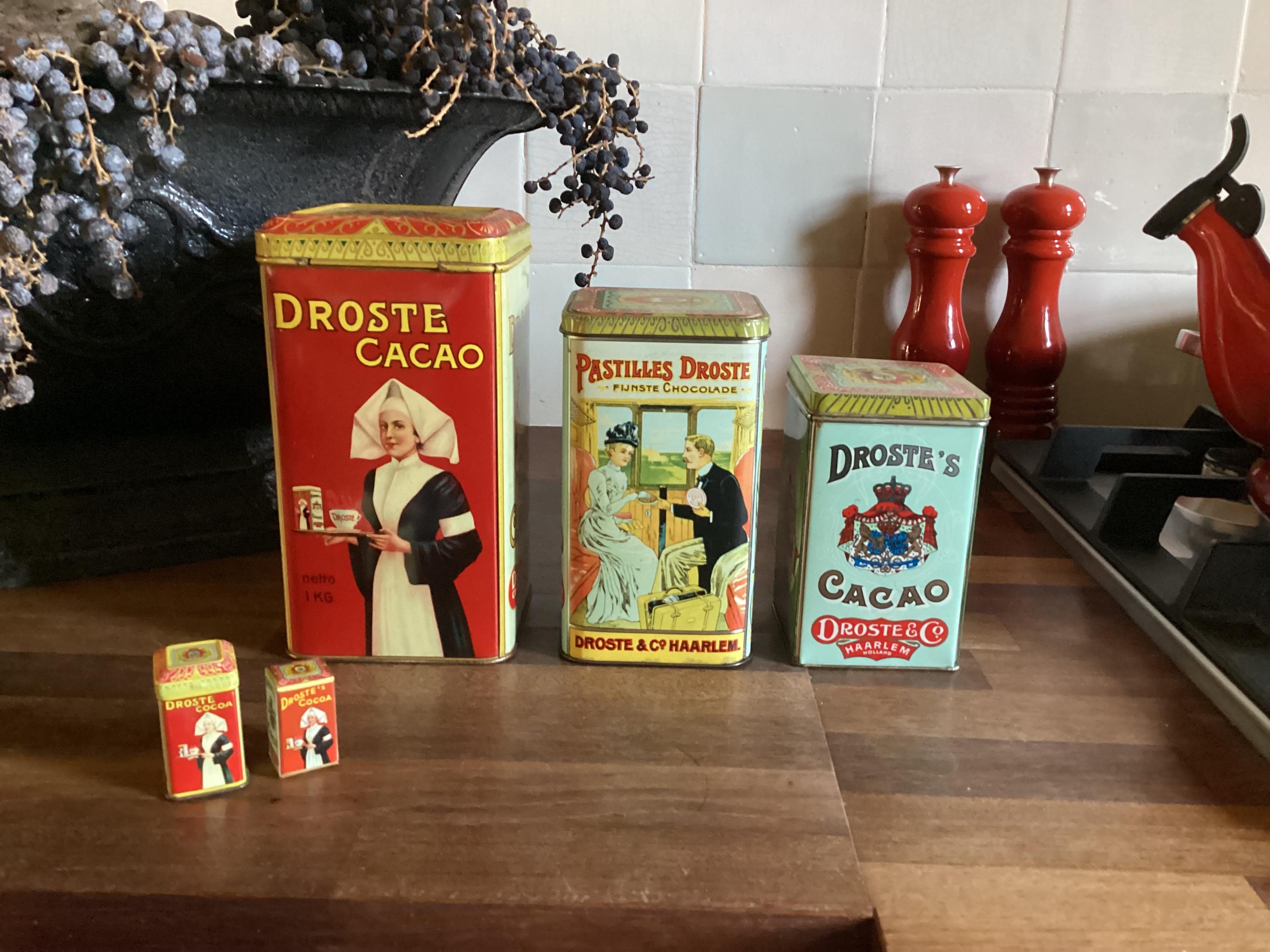 Droste Cocoa Powder Tins in Various Sizes - Produced by the Well-known ...