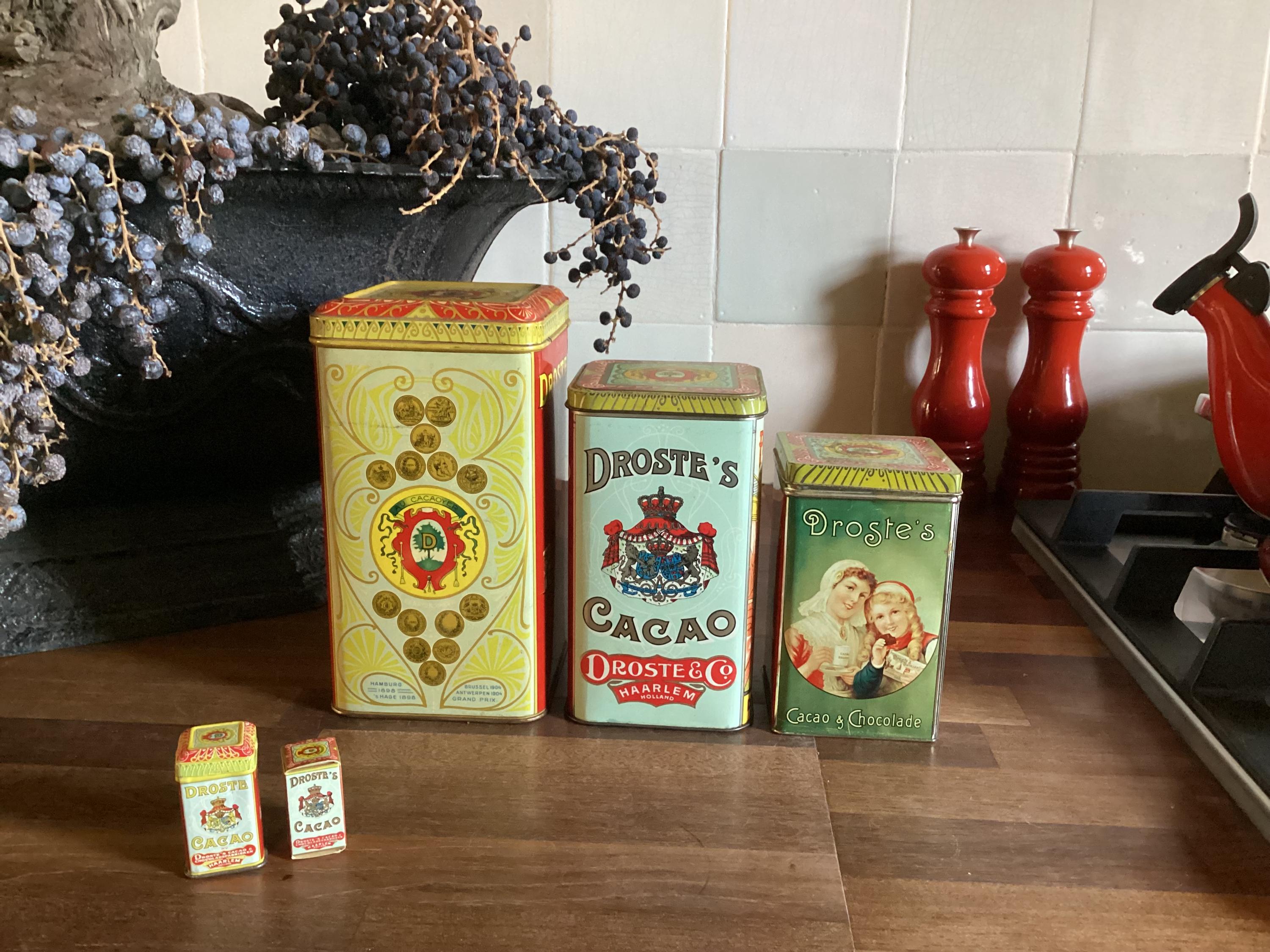 Droste Cocoa Powder Tins in Various Sizes - Produced by the Well-known ...