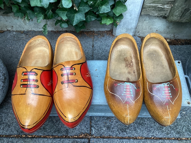 Vintage Dutch Clogs From 1950 - Handmade, Painted Traditional Wooden ...