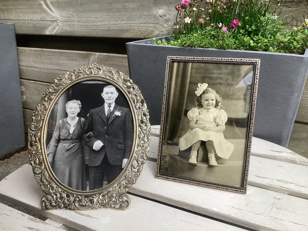 Oval/rectangular Photo Frame Old Gold/silver-colored Metal Decorative ...