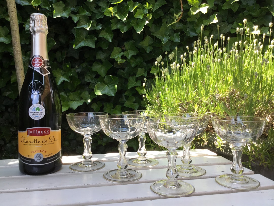 Champagne, Cocktail Coupes Cut Almond Motif Made Ca.1930s Set of 6 ...